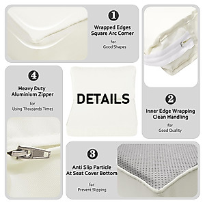 ClawsCover 8Pack Outdoor Seat and Back Cushions Replacement Covers Fit for 4 Pieces 4-Seater Wicker Rattan Patio Furniture Set Loveseat Sectional Couch with Storage Box,Cream-Include Cover Only