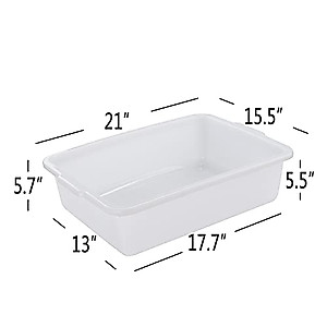 Parlynies 4-Pack 25 L Commercial Bus Box/Tote Box, Plastic Utility Bus Tub, White