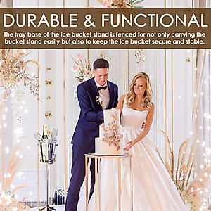 Silver Ice Bucket with Stand, Handles, Scoop and Bottle Opener, 1.3 Gallon Ice Cooler Bucket for Beer, Wine Chiller, Outdoor or Indoor Use