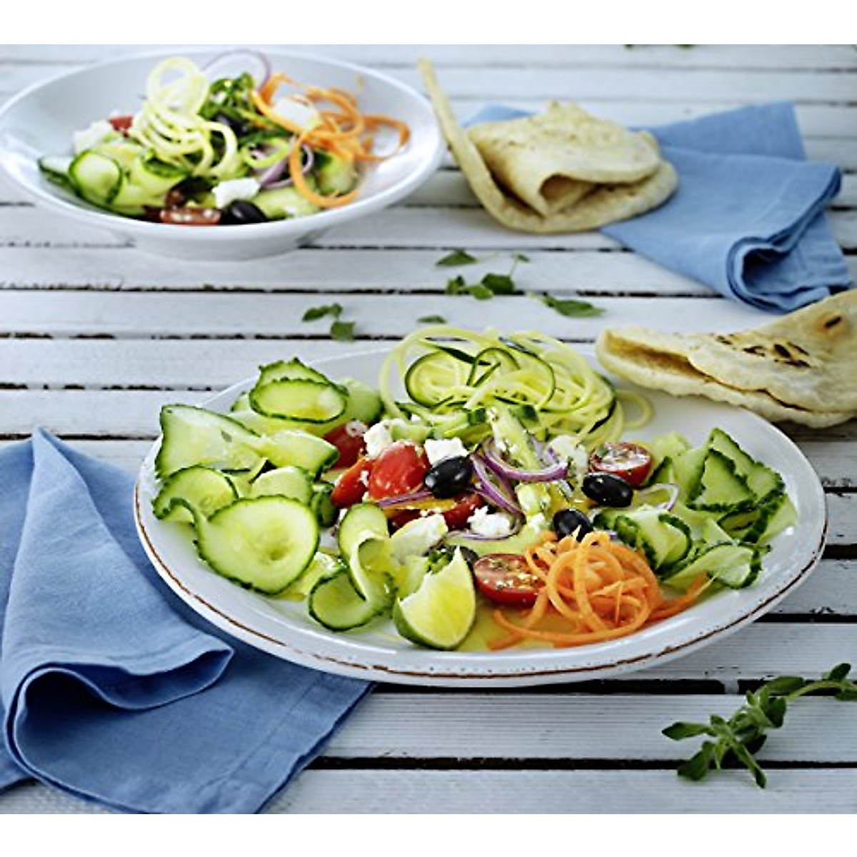 Kuhn Rikon Click-N-Curl Spiralizer Set with Swiss & Julienne Peelers, White/Orange/Green