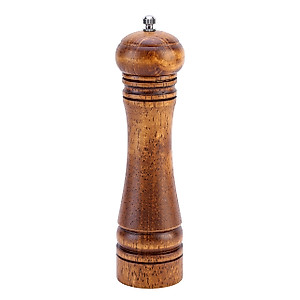 Oak Wood Spice Pepper Mills - Pepper and Salt Grinders, Pepper Shaker with Ceramic Grinding Mechanism, Adjustable Coarseness - 8 inches