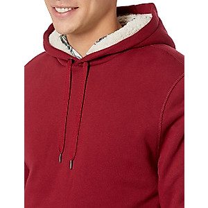 Amazon Essentials Men's Sherpa-Lined Pullover Hoodie, Red, Small