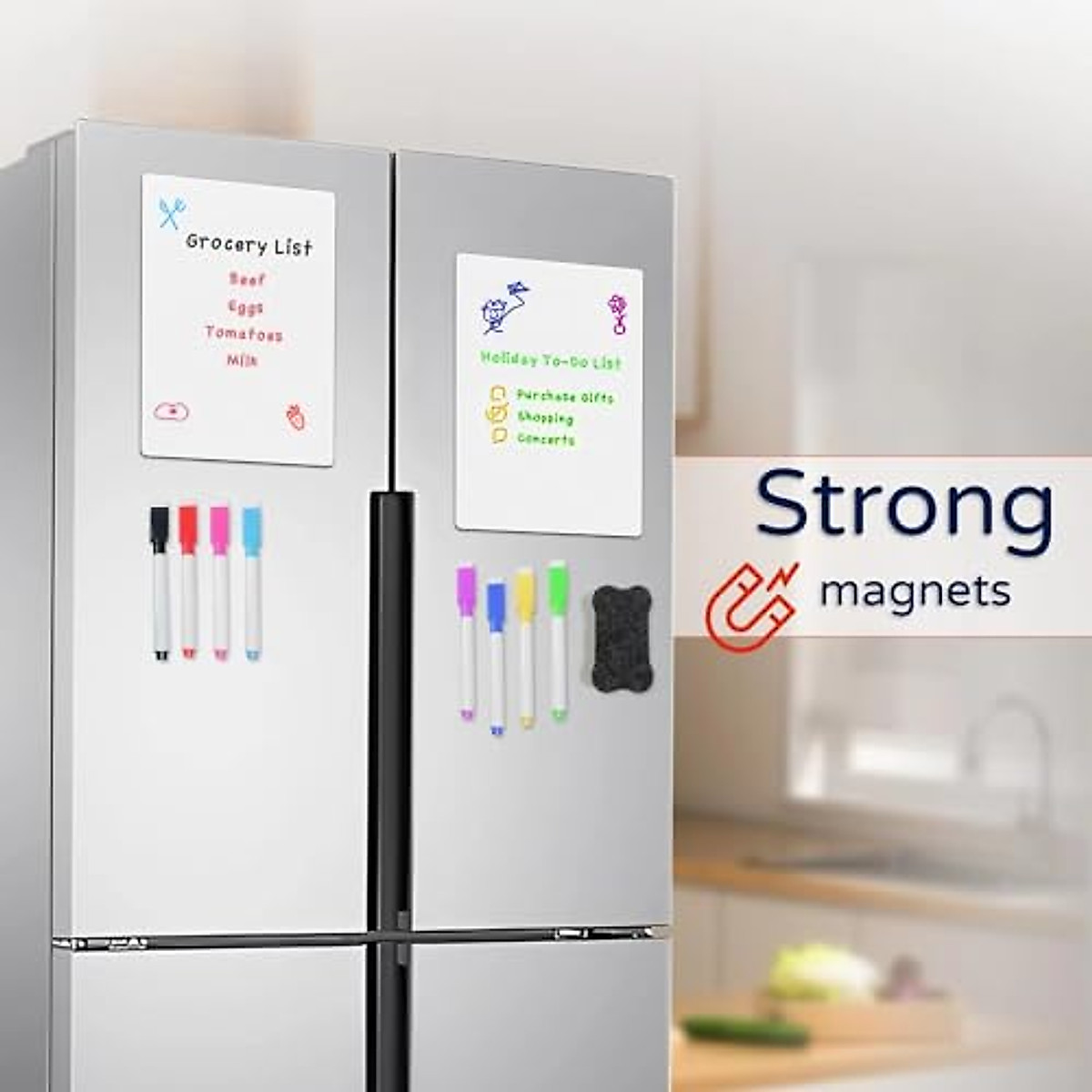 Magnetic Whiteboard for Fridge, 7.87 * 11.8 INCH (2 PCS), Dry Erase Board, Easy to Write, Notepad for Office, Home, Kitchen, School