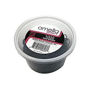 1000, Black, Standard Size, US Made Rubber Hair Bands for Pony Tails and Braids