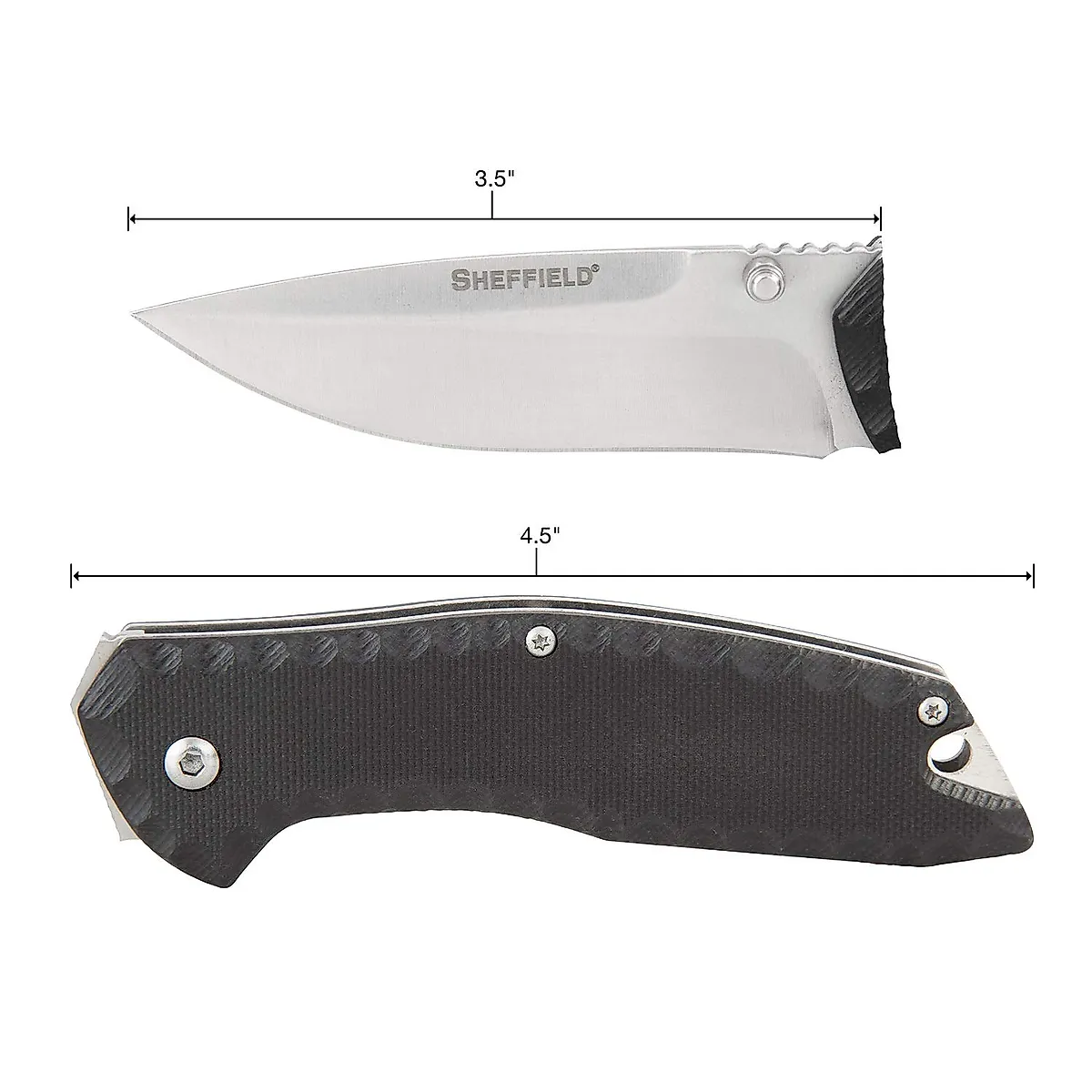 Sheffield 12166 Shiloh Assisted Open Knife, 3.5 Inch Blade Tactical Knife, EDC Knife for Survival Gear, Tactical Gear, Self Defense, Drop Point Blade, G10 Handle