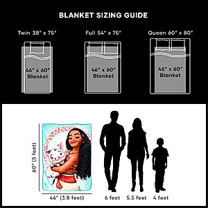 Disney's Moana, "Voyagers" Micro Raschel Throw Blanket, 46" x 60", Multi Color