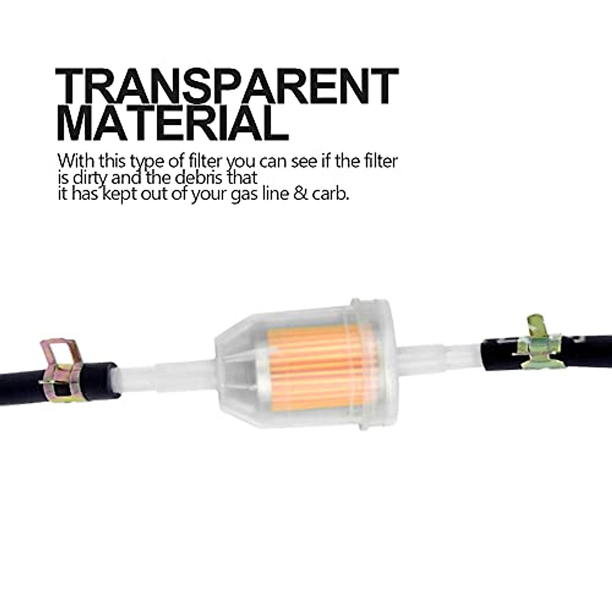 Gas Inline Fuel Filters, 10Pcs 1/4"and 5/16Inch Engine Filter for Kawasaki Kohler Briggs & Stratton John Deere Fuel Line, Replacement for Lawnmowers Riding Mower Garden Lawn Tractor ATV Motorcycle