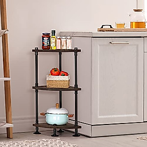 3 Tier Corner Shelf Stand Wood Corner Display Rack Small Industrial Corner Standing Storage Shelf Bookshelf Plant Stand for Small Space Bedroom Living Room Kitchen Brown