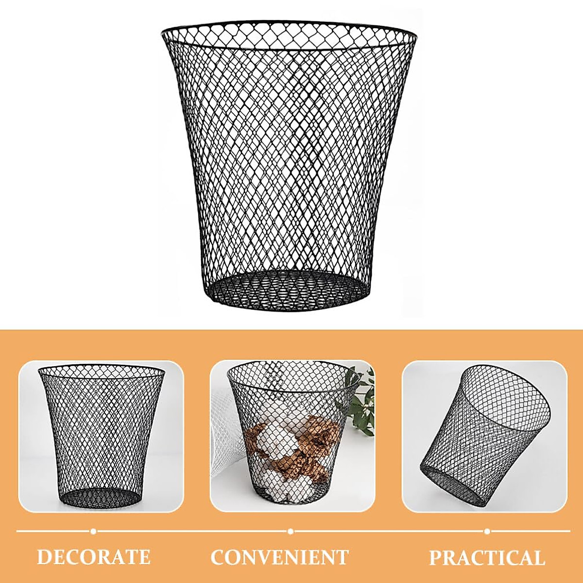 ABOOFAN Storage Basket Multi Functional Hollow Basket Plant Protective Office Wastepaper Trash Can Bathroom Bedroom Kitchen Living Room