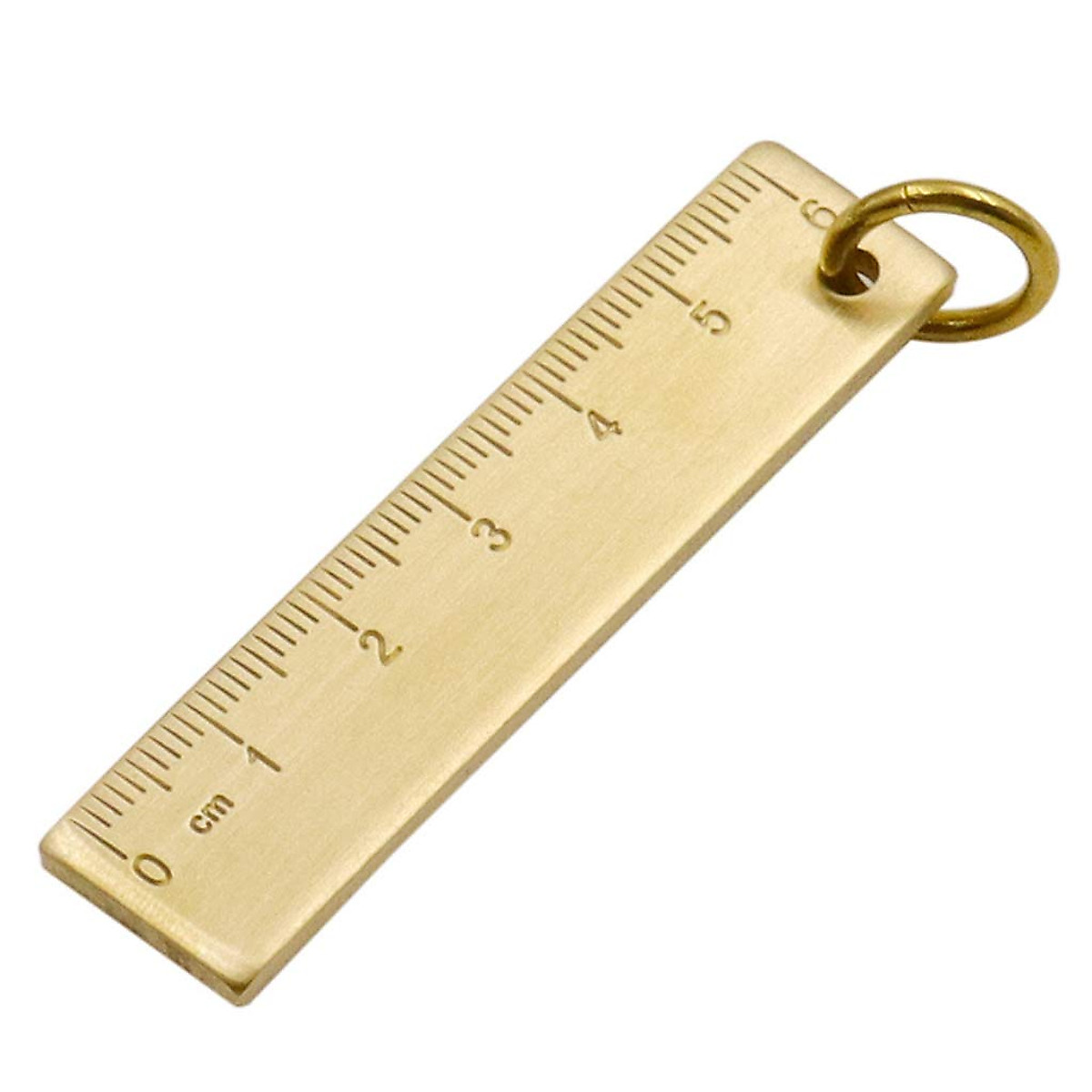 HELYZQ Portable 6cm Small Copper Ruler 3mm Thickened Brass Metal Ruler Keychain Rule