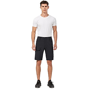 Hiauspor Men's Hiking Cargo Shorts 9"/10" Quick Dry Lightweight Waterproof for Golf Tactical Fishing Casual with 6 Pockets (Black, 38)