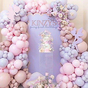 Light Purple Balloons Different Sizes, 18 12 10 5 Inch Double Stuffed Pastel Purple Balloons, Macaron Lavender Purple Balloon Arch for Boho Party, Baby Shower, Birthday, Weddings (Light Purple）