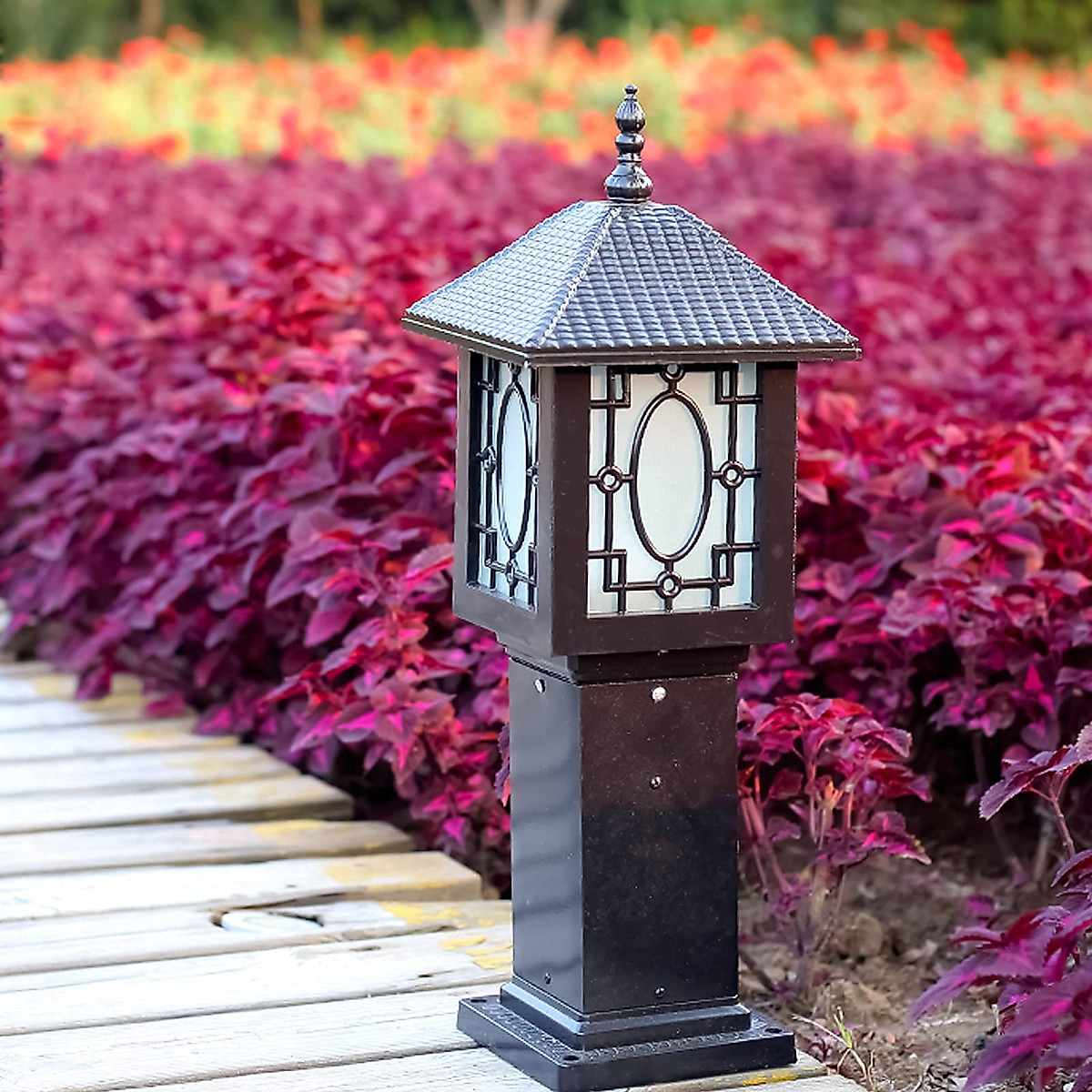 Post Lights Outdoor Waterproof Landscape Pillar Light, Home Garden Pathway Lawn Post Lamp Fence Door Bollard Stigma Lantern Classic Vintage Courtyard Street Patio Yard Driveway Pedestal Streetlight
