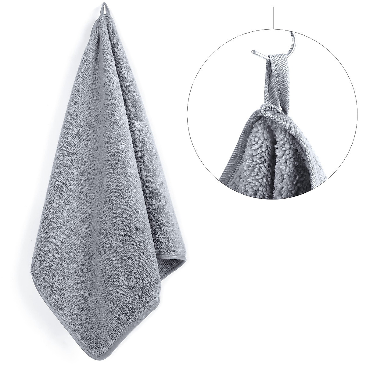 POLYTE Quick Dry Lint Free Microfiber Hand Towel, 16 x 30 in, Set of 4 (Gray)