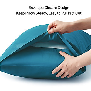 BEDELITE King Size Pillow Cases Set of 2, Rayon Derived from Bamboo, Cooling Pillow Cases for Hot Sleepers & Night Sweats, Breathable and Silky Soft Envelope Pillowcases(Teal, 20"x40")