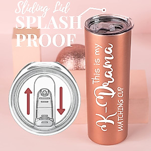 Onebttl Korean Gifts for Women K-drama Merchandise for Kdrama Lovers on Birthday, Christmas, Stainless Steel Insulated Tumbler- THIS IS MY K-DRAMA WATCHING CUP