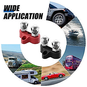 Tallew 6 Pack Bus Bar Terminal Block, 12V-48V DC, 150 Amps, 2 Pole, Screw Connector, Plastic, Panel Mount, 12 Contacts, 1.77" x 1.26" inches, AWG 8 Gauge, for Truck, RV, Boat