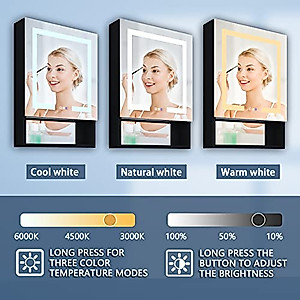 ExBrite Lighted Medicine Cabinet 24 x 32 Inch, Recessed or Surface led Medicine Cabinet, External Storage,Defog,Night Light,Stepless Dimming,3000K-6400K, Outlets & USBs,Hinge on The Left