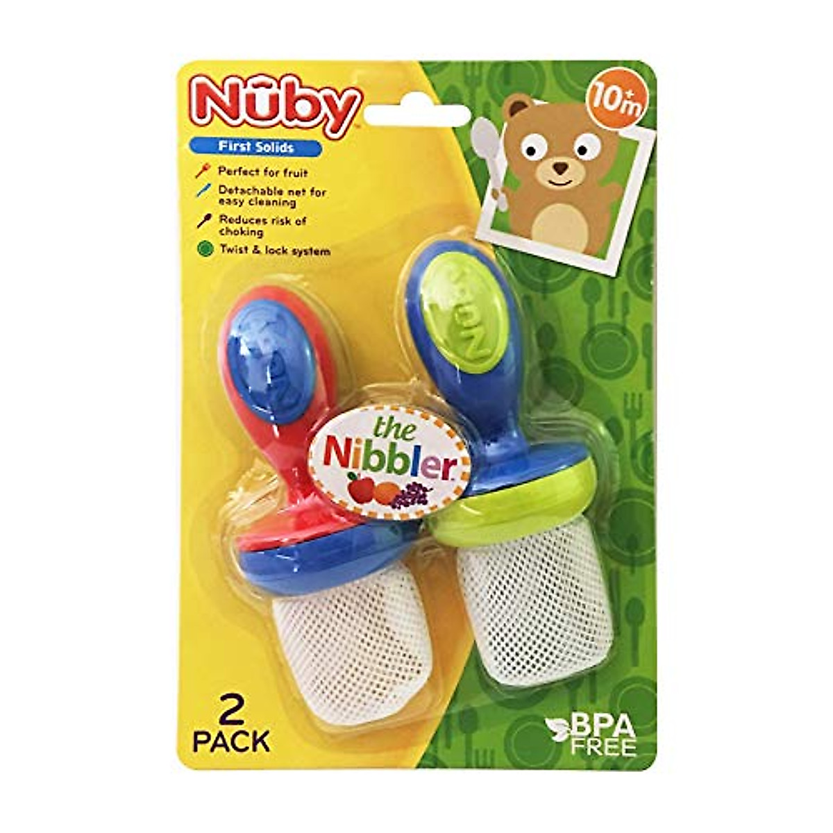 Nuby 2-Pack Nibbler Mesh Feeders, Colors May Vary