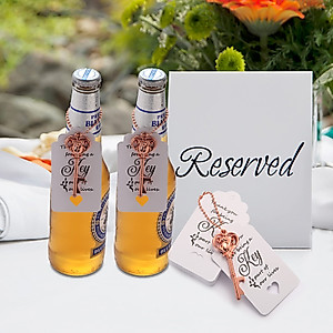 XHIPY 50 PCS Skeleton Key Bottle Openers,Wedding Favors guests Bulk,Roses Key Bottle Opener,Bridal Shower Party Favors with Card Tag(Rose Gold)