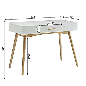Convenience Concepts Oslo 1 Drawer Desk, White
