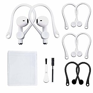 3 Pairs Ear Hooks for AirPods 1 & 2 & 3 and AirPods Pro, Professional Anti-Drop Silicone Earbuds Tips Hook Compatible with Apple AirPods 1 & 2 & 3 and AirPods Pro(2Pairs White +1pair Black)