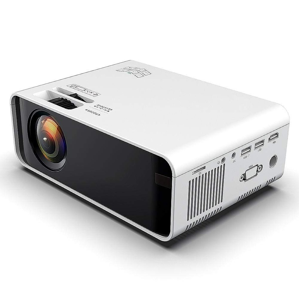 LCD Projector, 480P HD 3D 1500 Lumens Portable Video Projectors Support 30000 Hours LED Life with HDMI/VGA/USB/SD/AV Input Home Cinema Multimedia Player Projector, 110-240V.(US)