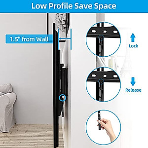 HOME VISION Tilt TV Wall Mount for Most 32-75 Inch TVs Universal Low Profile Fixed TV Bracket Max VESA 600x400mm Holds up to 165lb Wall Stand Fit 16”-18”-24” Studs Quick Release Lock TV Mount