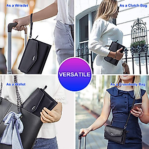 nuoku Wristlet Clutch Wallet Purse Small Crossbody Bags for Women With Cell phone Holder RFID 2 Straps(Black)