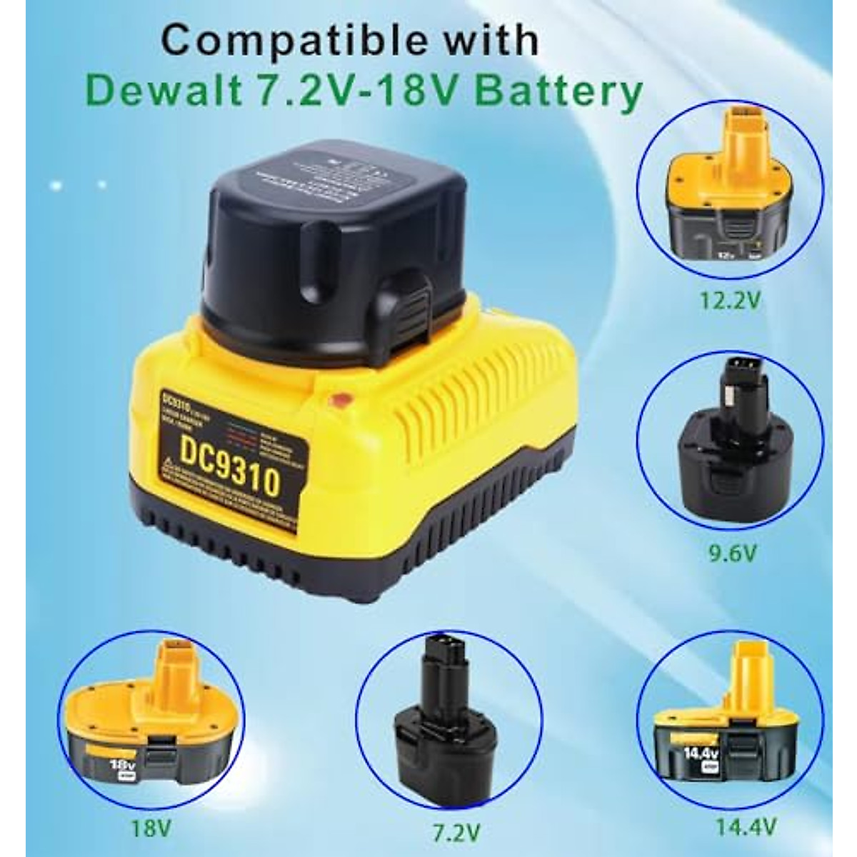 Anopiw DC9310 Replace DEWALT 18V Battery Charger DC9310 DC 9320 DC 9319 DW9226 DW9118 DW9116 to Charge Dewalt NiCad NiMh Battery DC9096 DC9098 DC9099 DW9099 DE9503