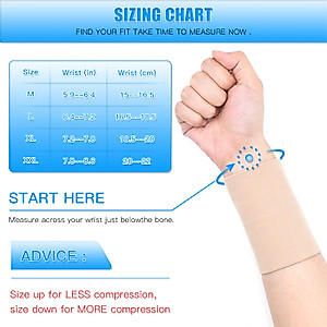 ATENTO 4 PCS Compression Wrist Sleeve | Compression Wrist Brace | Wrist Support Elastic Wristbands Sleeves | Improve and Recovery for Wrist Swelling, Soreness, Tendonitis, Carpal Tunnel and Sprained for Men and Women Sports (Medium, Beige)