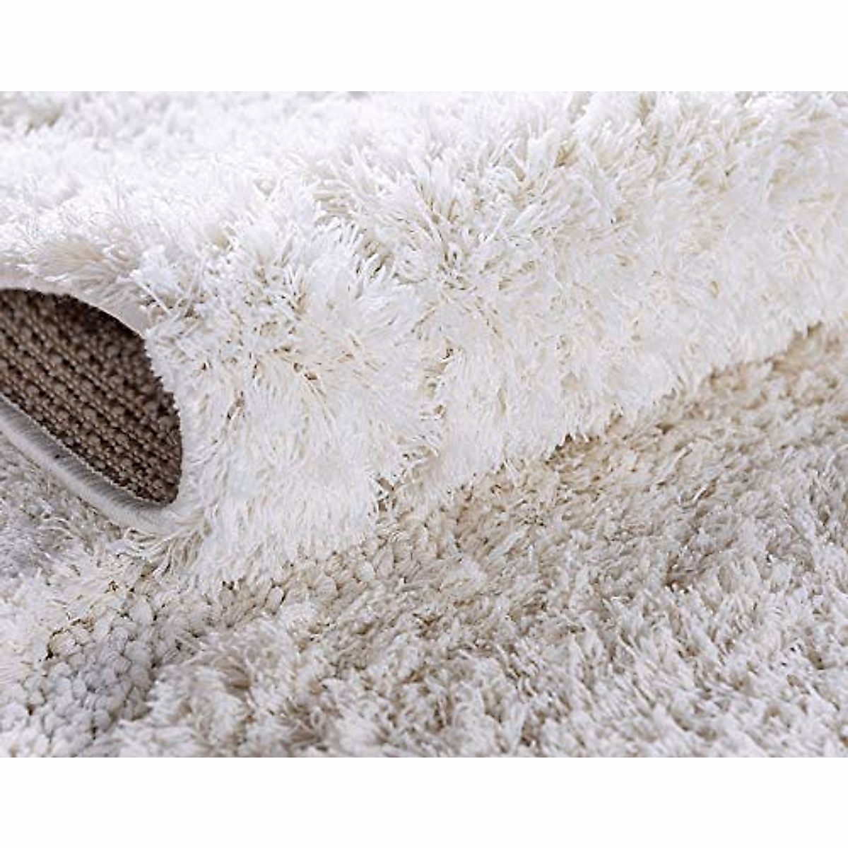 Rugs.com Lattice Shag Collection Rug – 8' x 10' Ivory Shag Rug Perfect for Living Rooms, Large Dining Rooms, Open Floorplans