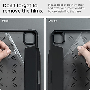 Spigen Ultra Hybrid Pro Designed for iPad Pro 12.9 inch Case M2 6th Generation (2022) / 5th Generation (2021) with Clear Transparent Back and Pencil Holder - Black