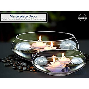 Royal Imports Flower Glass Vase, Bowl Terrarium Succulent Planter, Air Plant Hydroponic Display, Floating Candles Decorative Centerpiece Floral Container for Home or Wedding Set of 2, Clear