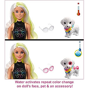 ​Barbie Toys, Color Reveal Doll, Totally Neon Fashions with Yellow-Streaked Platinum Hair & 25 Surprises Including Color Change​​​​
