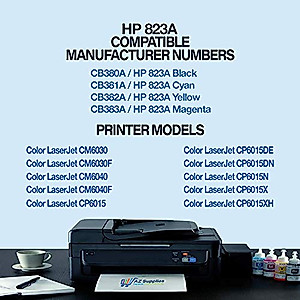 AZ Supplies Compatible Toner Cartridge Replacement for HP 823A Color Laserjet CM6030 CM6030F CM6040 CM6040F CP6015 CP6015DE CP6015DN CP6015N CP6015X CP6015XH (Black, Magenta, Yellow, Cyan - 4 Packs)