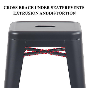 YOUNIKE Metal Barstools Set of 4 Counter Height Bar Stools 24 Inches Indoor Outdoor Patio Home Kitchen Dining Stool Modern Industrial Backless Stackable Bar Chair Matte Black