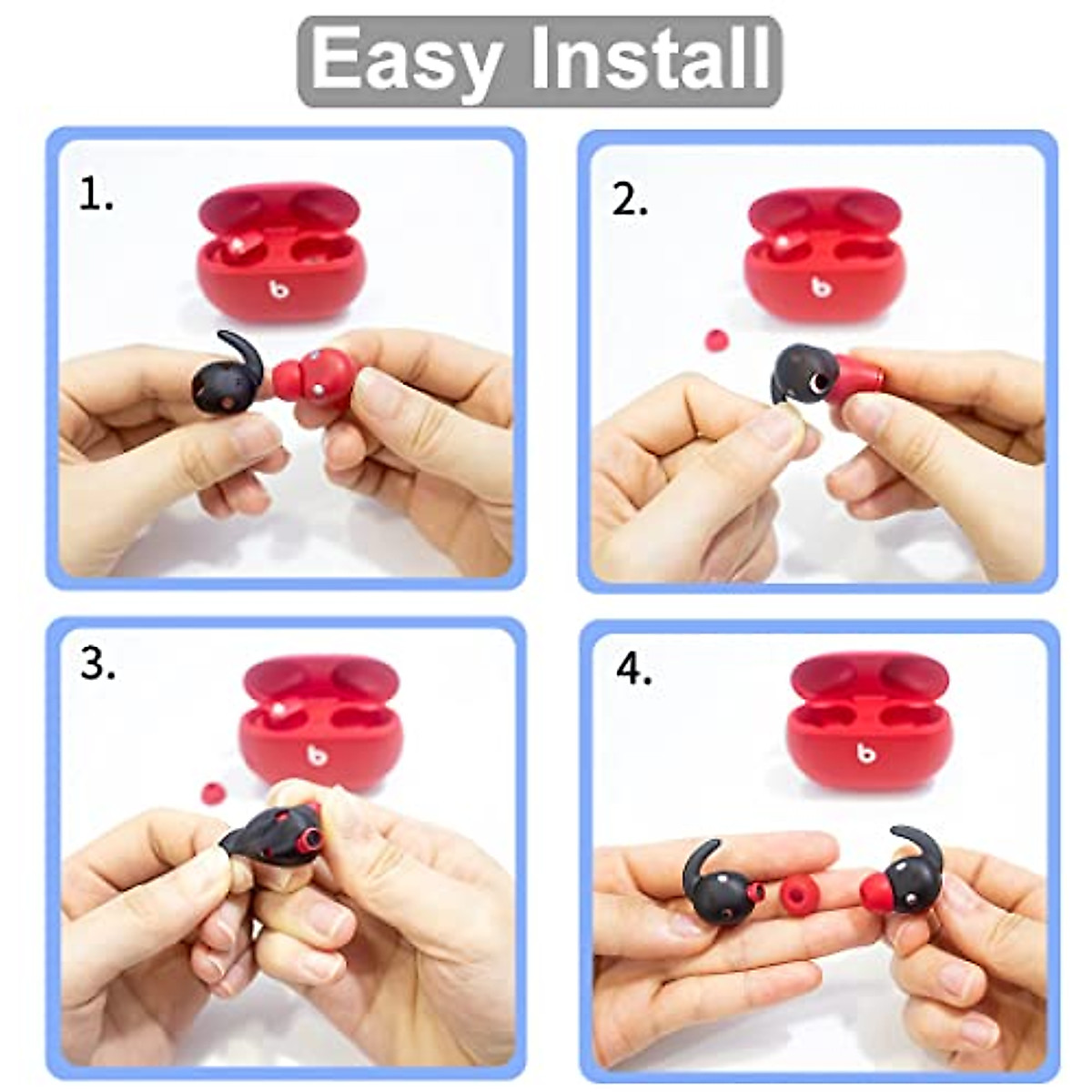 5 Pairs Compatible with Beats Studio Buds Ear Hooks Tips Holder, Anti-Slip Non-Slip Sport Outdoor Replacement Soft Silicone Eartips Wing Gel for Beat Studio Buds - Multicolor