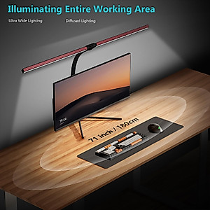 DUKTIG LED Desk Lamp for Women, Double Head Architect Desk Lamp, Bright Desk Lamps with Clamp, 5 Color Modes and Dimmable Tall Desk Lamps for Home Office, Studio (24W, Crimsonb Red)