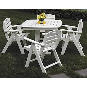 Polywood Outdoor Furniture Nautical Lowback Chair, Green-Recycled Plastic Materials