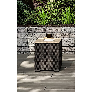 Homestyles Boca Raton Outdoor Side Table, Grey/Brown
