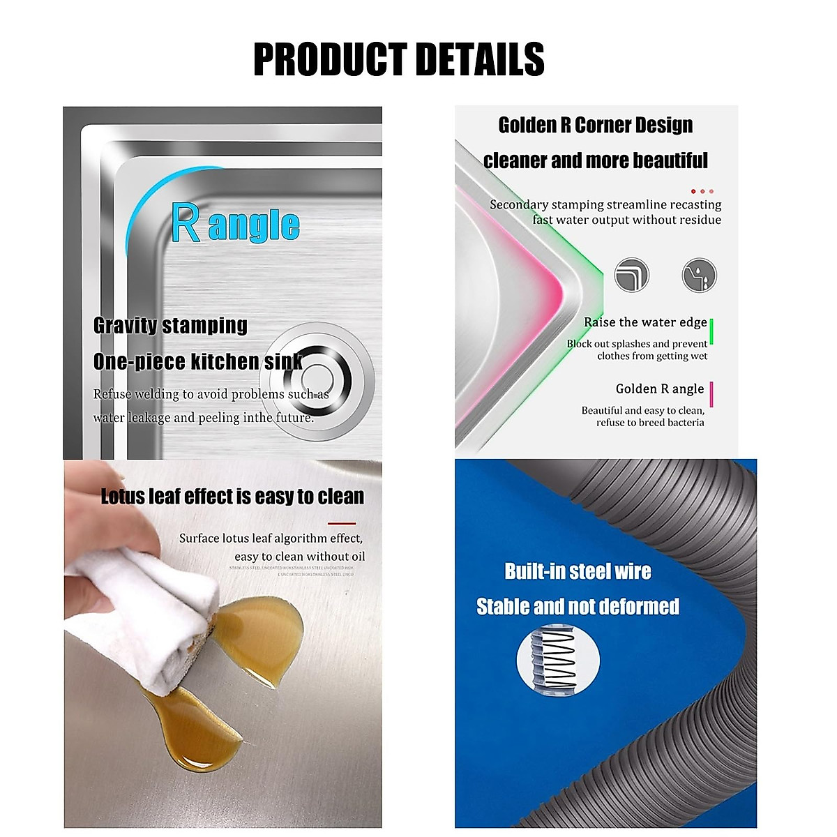 Outdoor Garden Sink Single Trough, Small Stainless Steel Utility Commercial Kitchen Washing Hand Basin Station Sink with Storage Shelve and Faucet, for Restaurant, Bar, Laundry, Garage, Backyard ( Col