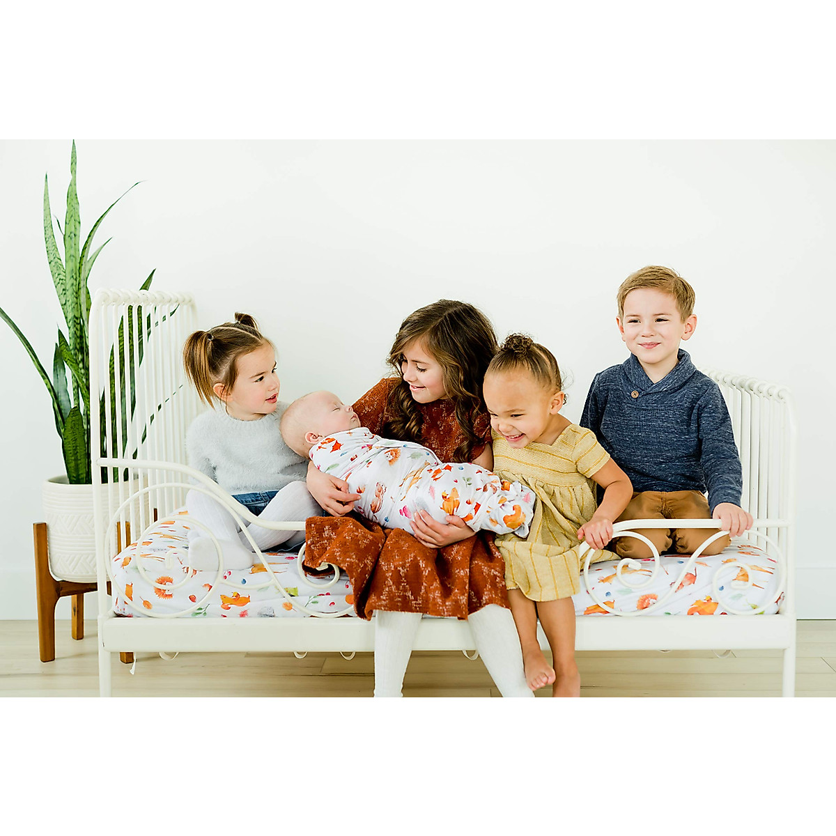 ADDISON BELLE – Swaddle Blanket– Viscose Made from Bamboo Soft Baby Blanket Baby Boy/Girl– Stretchy Newborn Baby Wrap –Nursery Receiving Blanket – Gender Neutral– 47” x 47” (Woodland Animals Print)