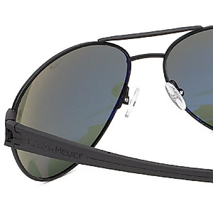 Tag Heuer LRS 253 301 Aviator Sunglasses, Black, 62 mm
