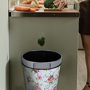 BESPORTBLE Large Laundry Hamper Trash Can Wastebasket Flower Garbage Bin for Bathroom Kitchen Bedroom Office Holds Trash Waste Garbage Recycling 6L Stainless Steel Trashcan