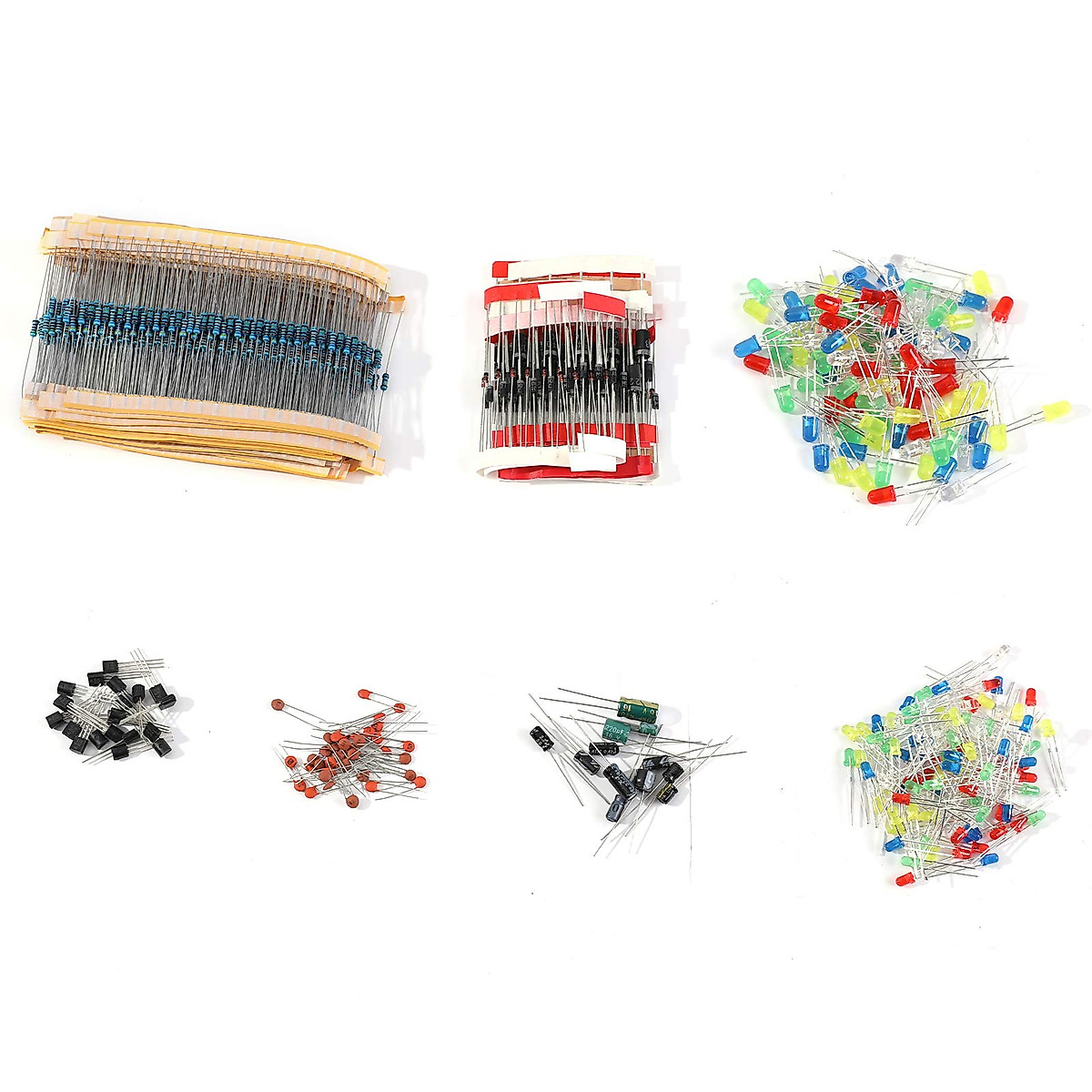 Molence DIY Electronics Components Kit Assortment 1200PCS, Diode, Triode, Metal Film Resistance, Aluminum Electrolytic Capacitor, Ceramic Chip Capacitor for Arduino UNO MEGA2560 Raspberry Pi MCU