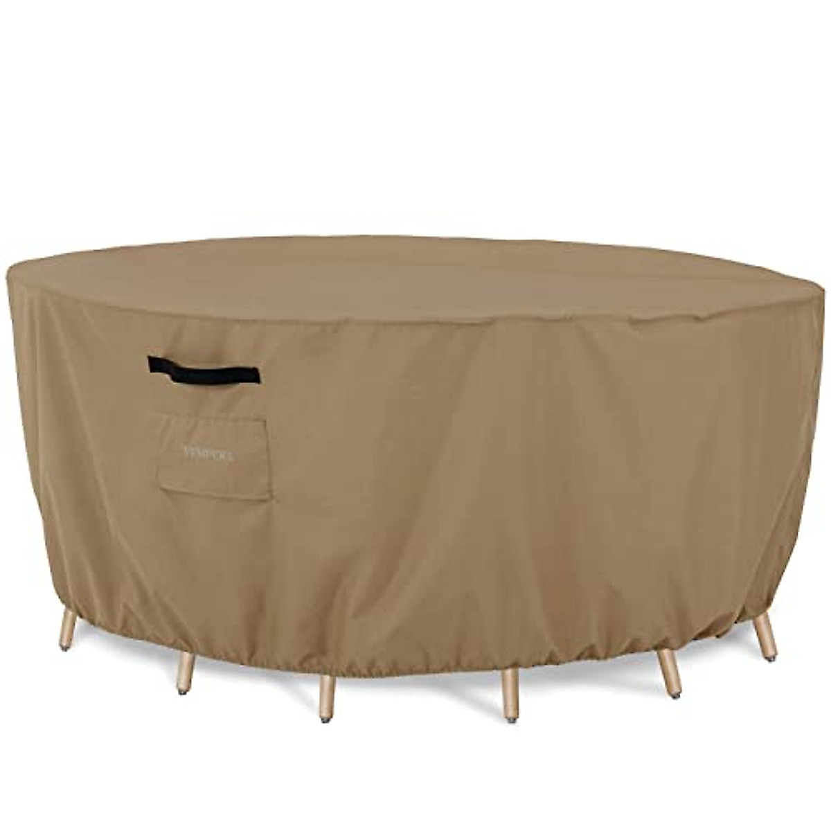 Tempera 72"D x 27.8"H Round Patio Furniture Cover , Outdoor Table , Sectioal Sofa Set Cover, Tear Resistant , Anti-UV Outside Table Cover Waterproof, Taupe