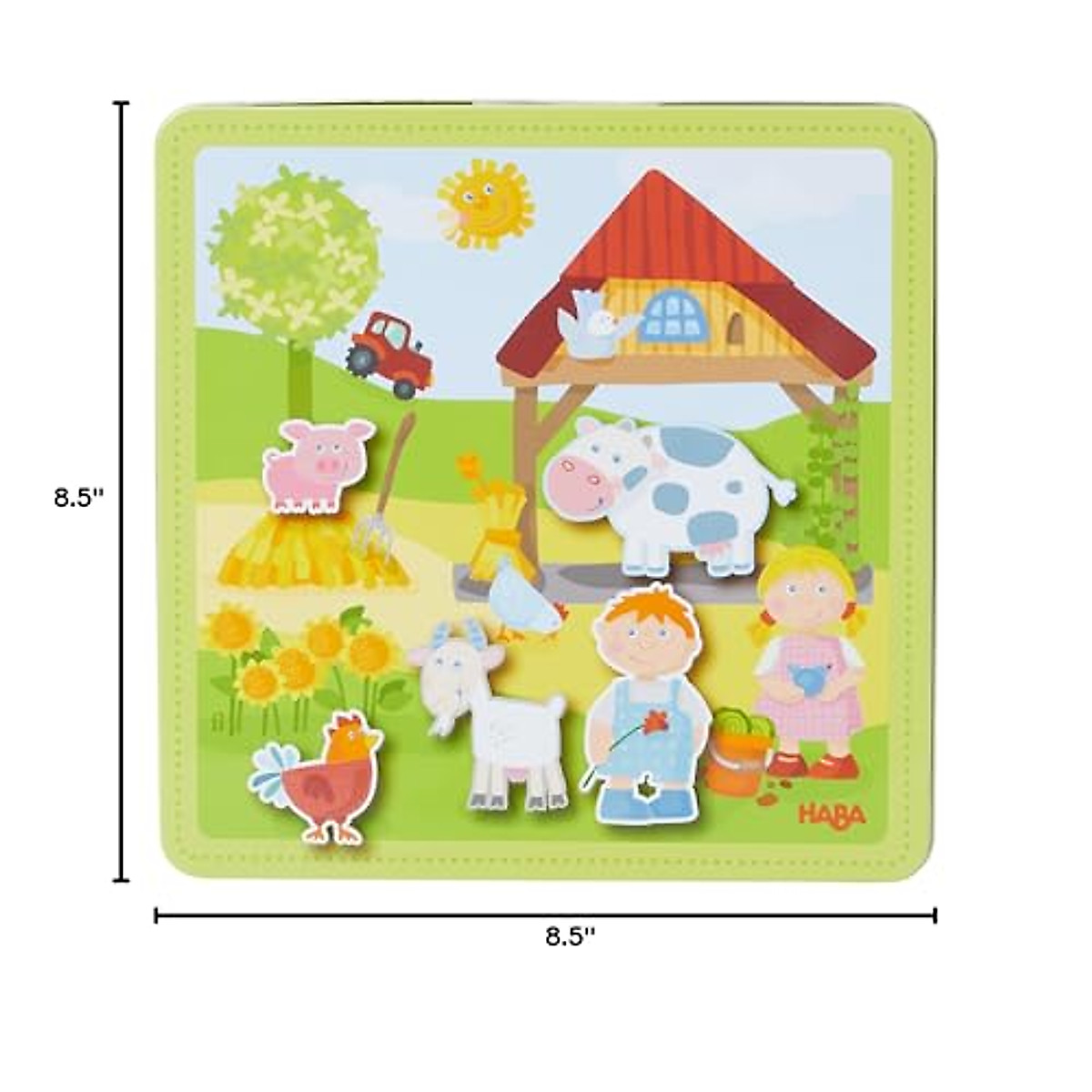 HABA Peter and Pauline's Farm Magnetic Game with 4 Background Scenes in Storage Tin