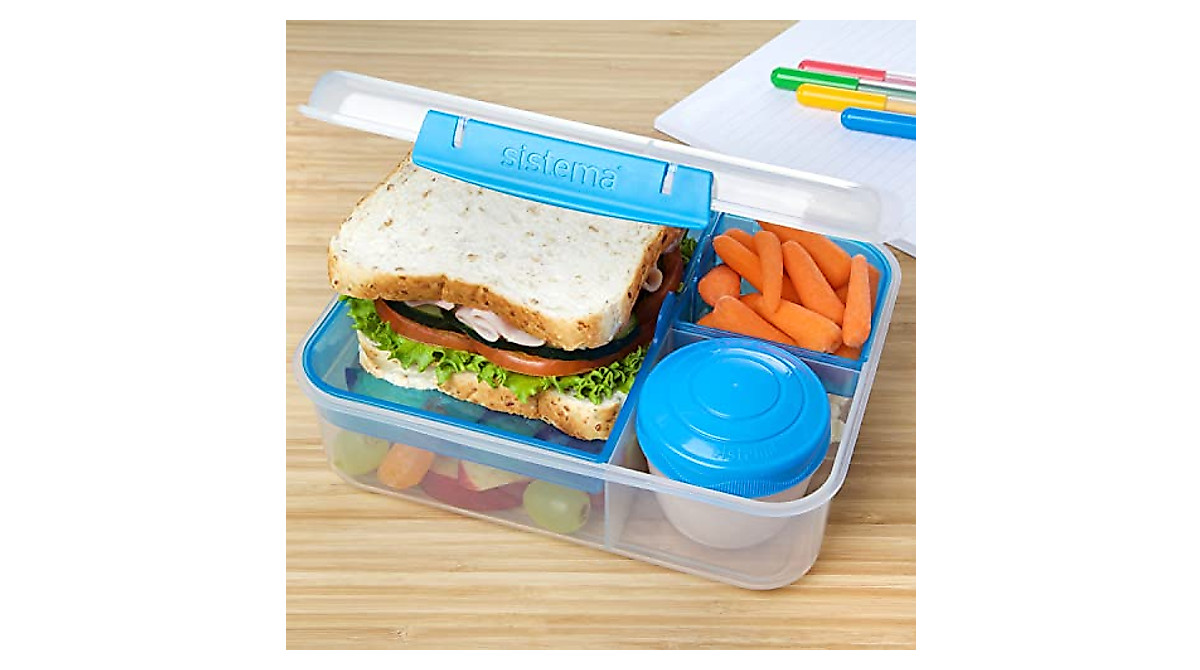 Sistema Bento Lunch Box: Large Clear/Blue Lunch Container | Keep Food Fresh