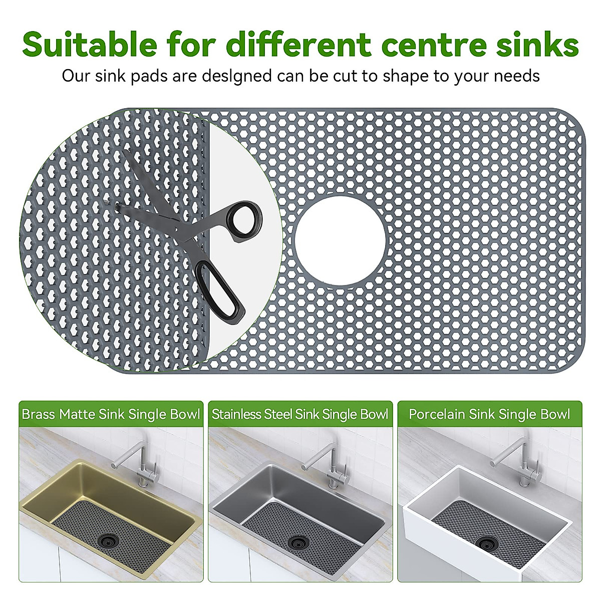 Silicone Sink Mat Toovem Kitchen Sink Mats 26''x14'' Sink Protectors for Kitchen Sink with Heat Resistant Flexible Stable for Bottom of Farmhouse Stainless Steel Porcelain Sink Pad